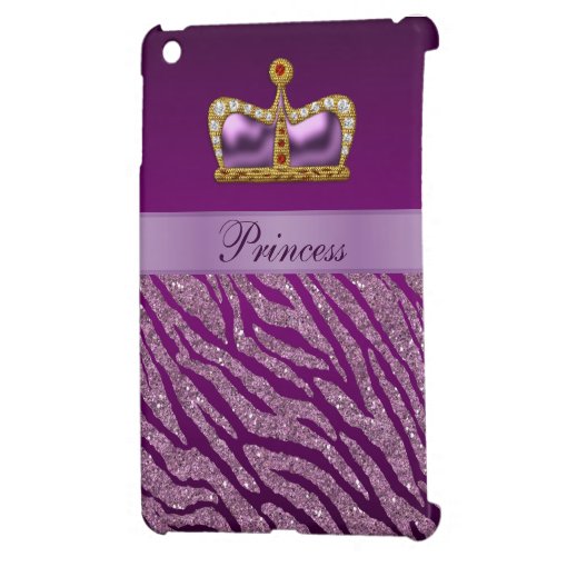 Purple Princess Crown Zebra Print iPad Mini Case | Zazzle