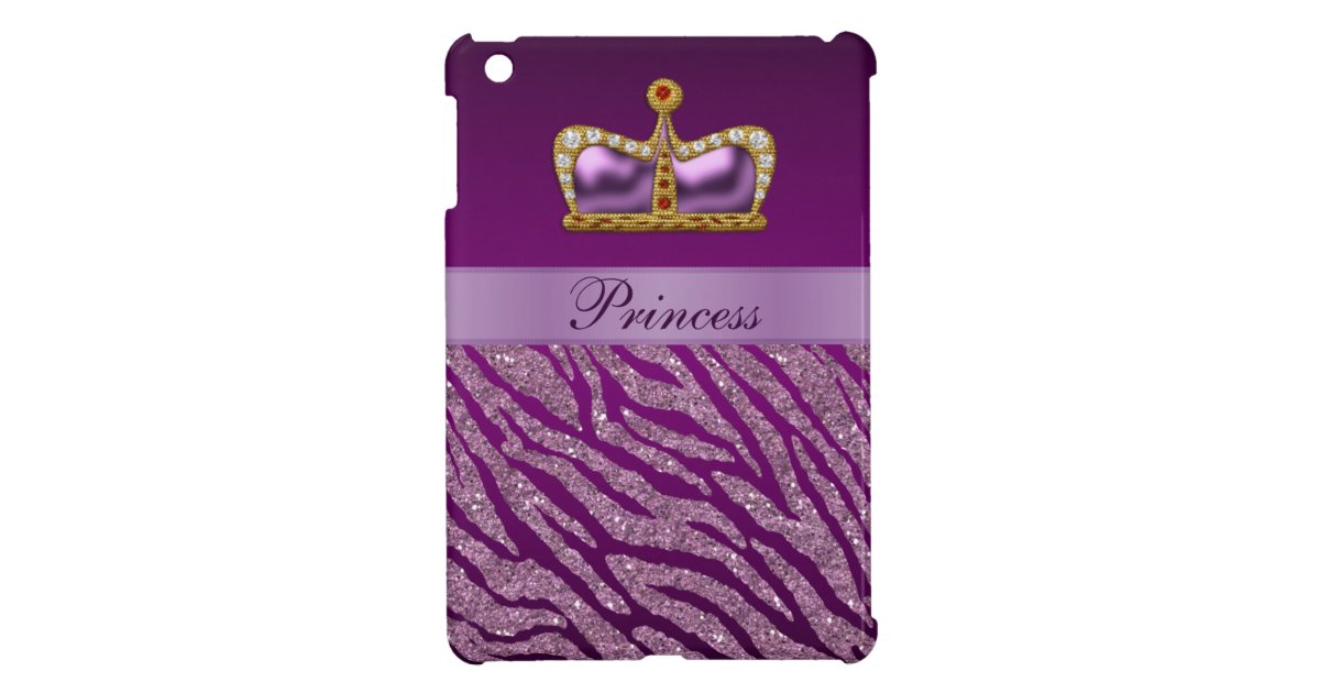 Purple Princess Crown Zebra Print iPad Mini Case | Zazzle