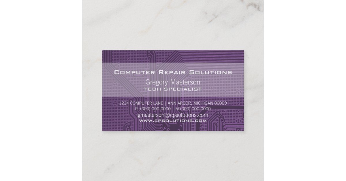 Purple Professional Circuit Business Card | Zazzle