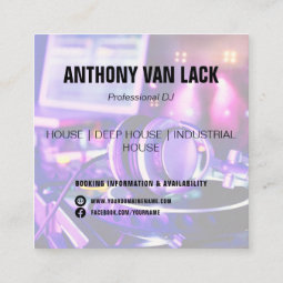 Purple Professional DJ Square Business Card | Zazzle
