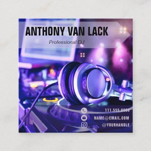 Purple Professional DJ Square Business Card | Zazzle