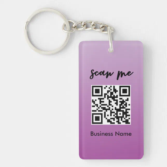 Purple QR Code Business Card Logo Keychain | Zazzle