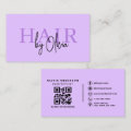 Purple QR Code Hair Stylist Typography Business Card | Zazzle