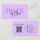 Purple QR Code Hair Stylist Typography Business Card | Zazzle