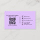Purple QR Code Hair Stylist Typography Business Card | Zazzle