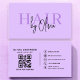 Purple QR Code Hair Stylist Typography Business Card | Zazzle