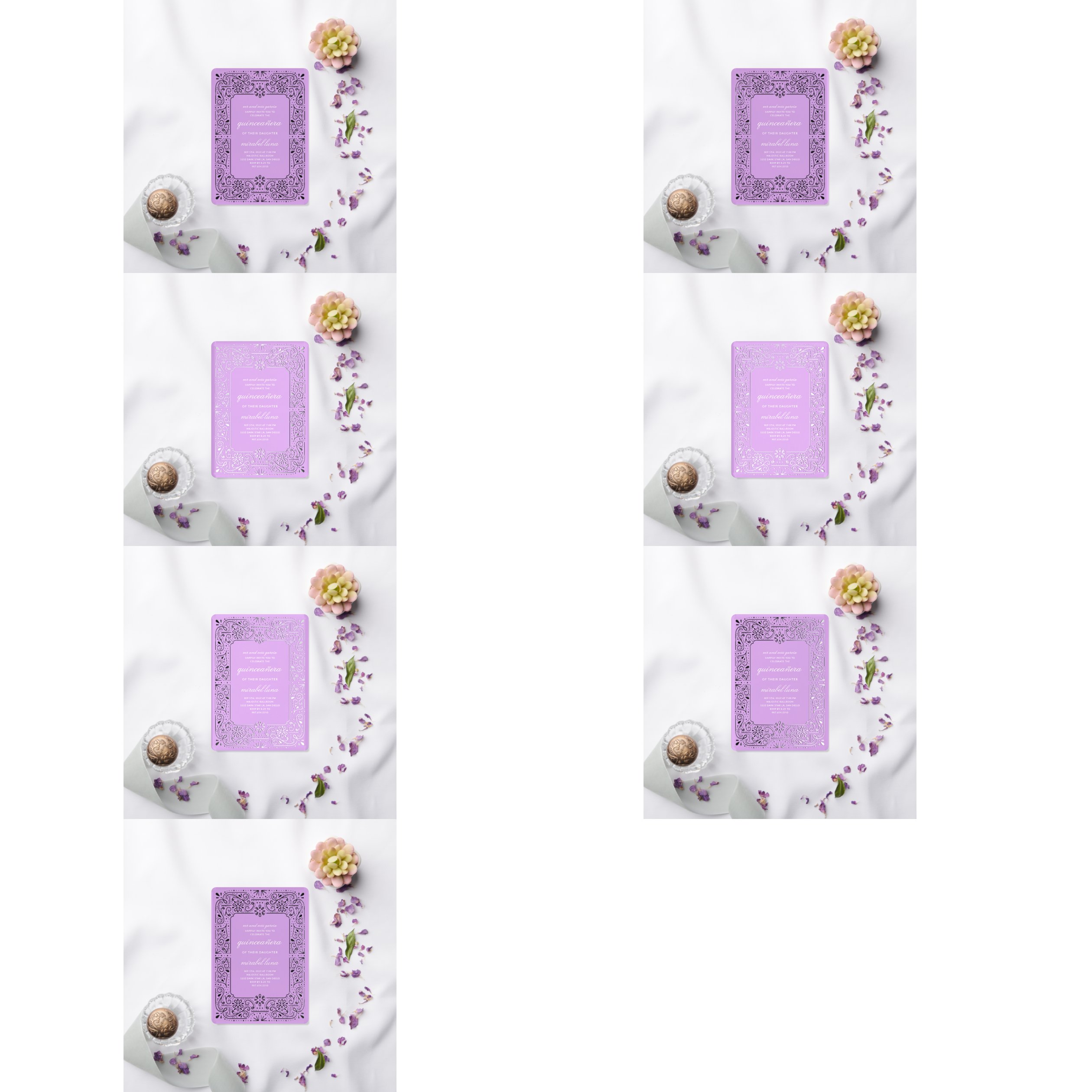 Purple Quinceañera invitaciones Foil Invitation | Zazzle.com