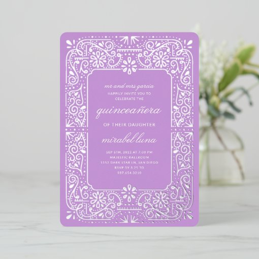 Purple Quinceañera invitaciones Foil Invitation | Zazzle