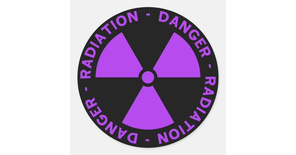 Purple Radiation Warning Classic Round Sticker | Zazzle