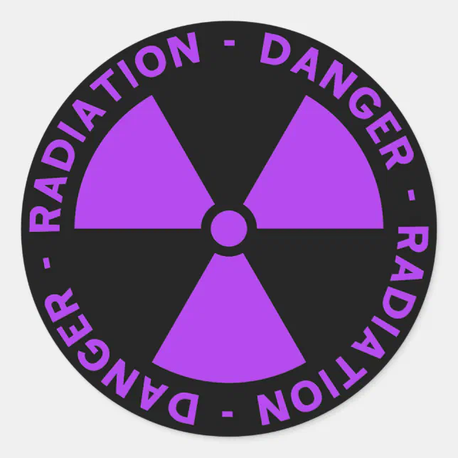 Purple Radiation Warning Classic Round Sticker | Zazzle