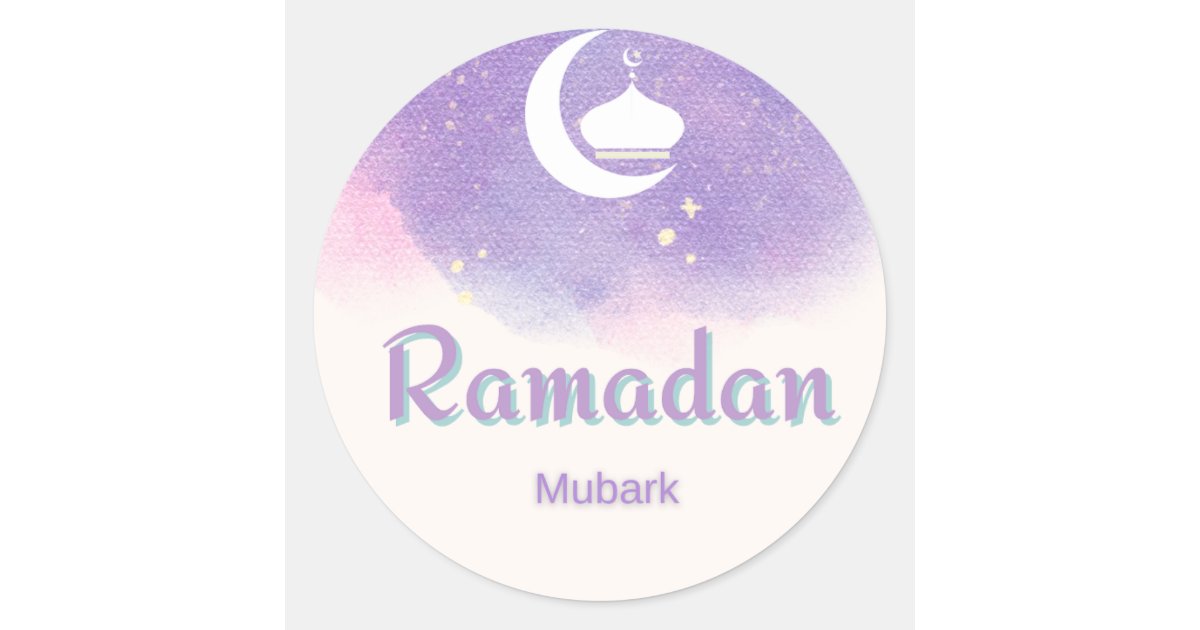 Purple Ramadan mubark Classic Round Sticker | Zazzle