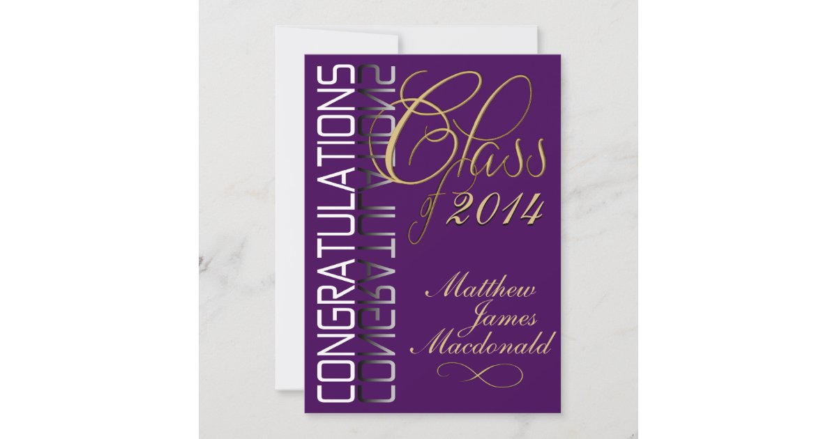 Purple Reflection Formal Graduation Party Invitation | Zazzle