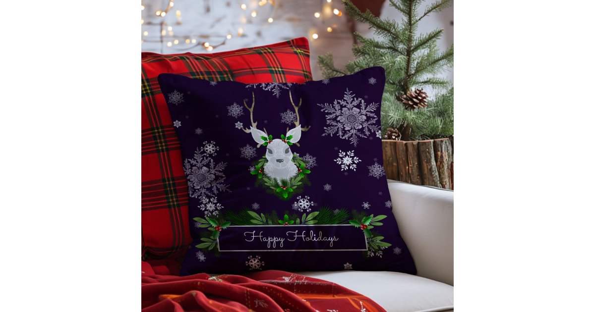 Purple Reindeer Throw Pillow | Zazzle