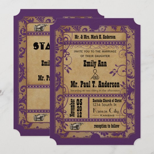 Purple Renaissance Medieval Ticket Wedding Invitation | Zazzle.com