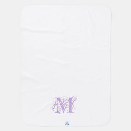 Purple repeat personalized name script & monogram baby blanket | Zazzle