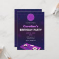 PURPLE RETRO NIGHT DJ DISCO BALL BIRTHDAY PARTY INVITATION | Zazzle