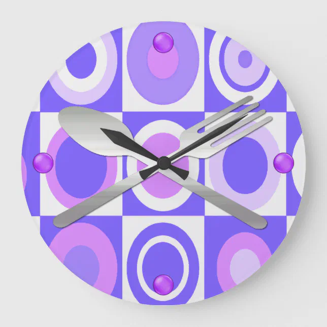 Purple Retro Style Kitchen Wall Clock | Zazzle