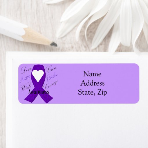 Purple Ribbon Awareness Ribbon labels | Zazzle