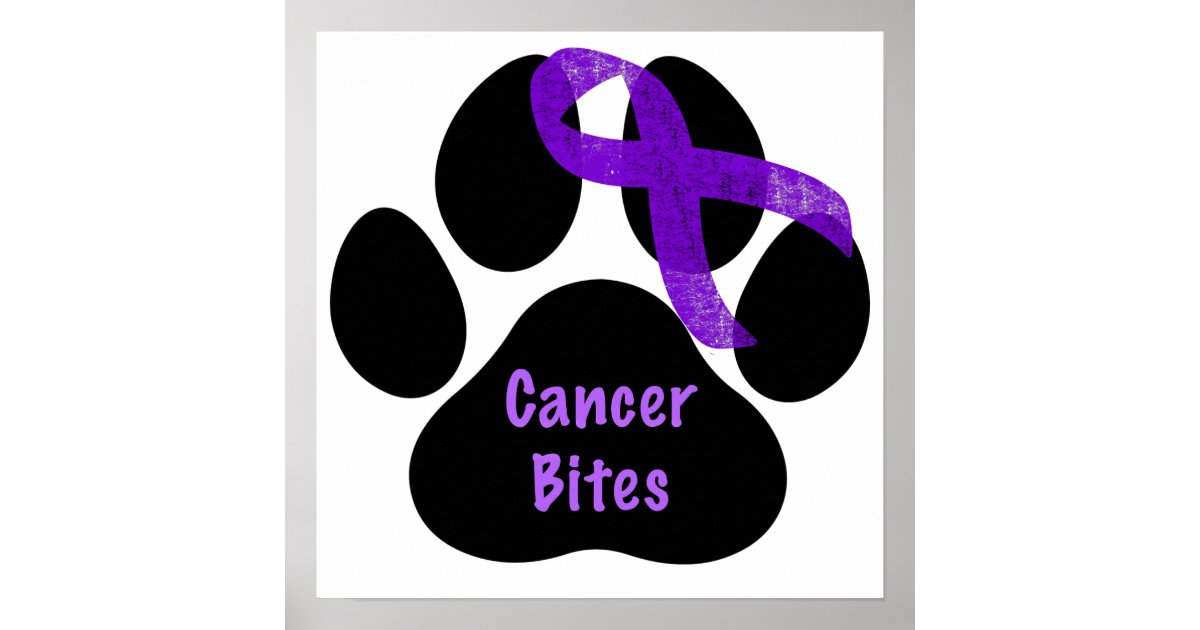 Purple Ribbon Paw Print Pancreatic Cancer Poster | Zazzle