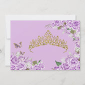 Purple Rose Floral Gold Tiara Butterfly Quince Inv Invitation | Zazzle