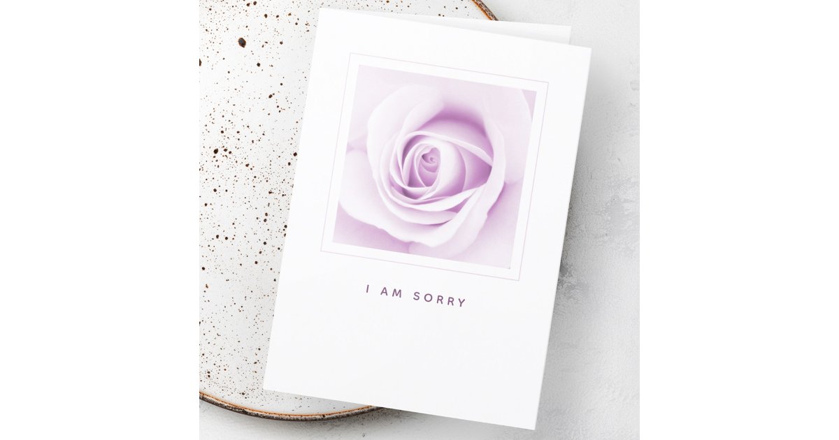 Purple rose I am sorry apology folded Card | Zazzle