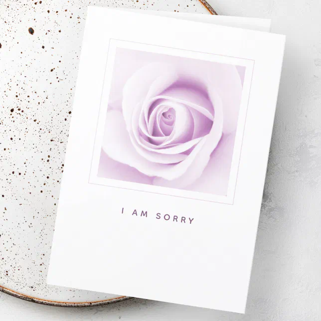 Purple rose I am sorry apology folded Card | Zazzle