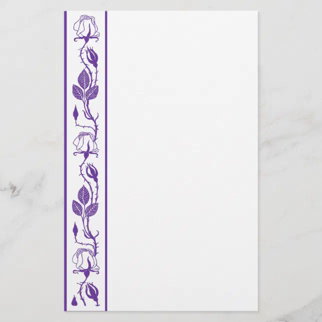 Purple Roses Border Stationery | Zazzle