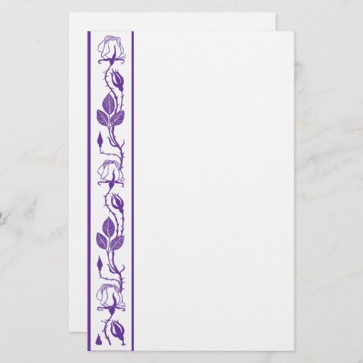 Purple Roses Border Stationery | Zazzle