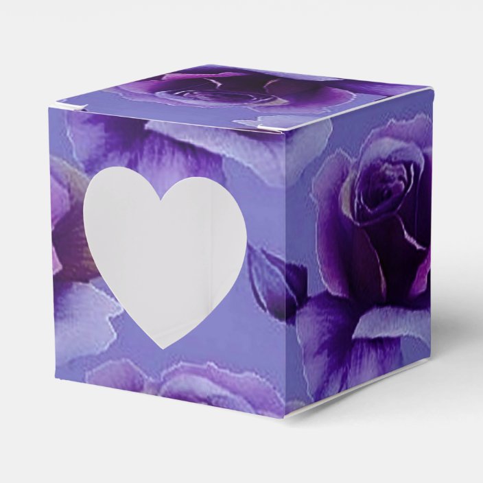 Purple Roses Floral Pattern Heart Favor Box | Zazzle.com