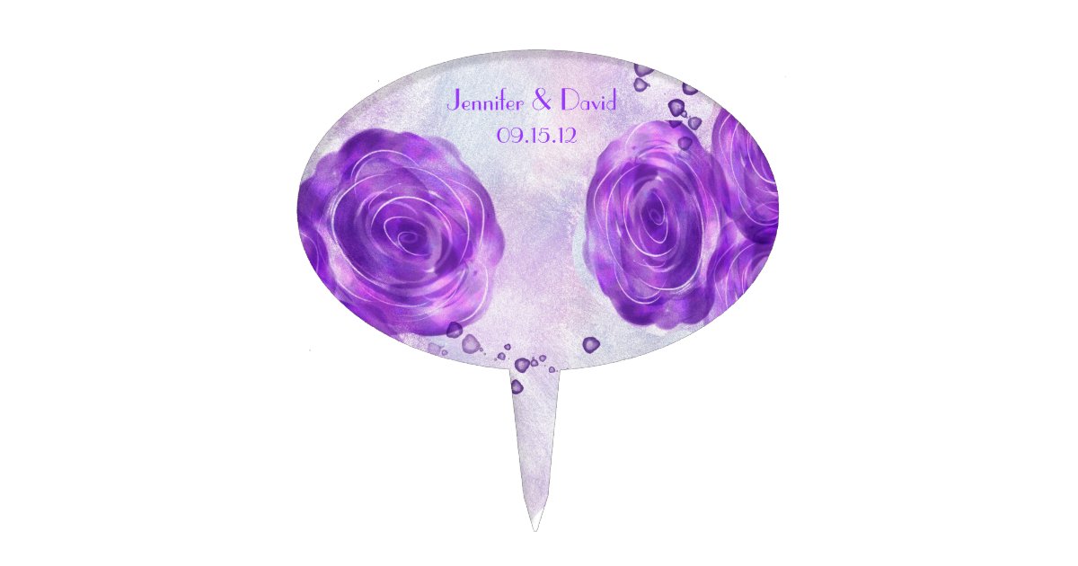 Purple Roses Wedding Cake Topper | Zazzle