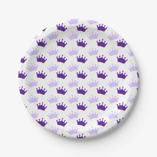 Purple Royal Crowns Fairytale Princess Baby Shower Paper Plates | Zazzle