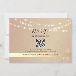 Purple Rustic Wood String Lights Wedding QR Code Invitation | Zazzle