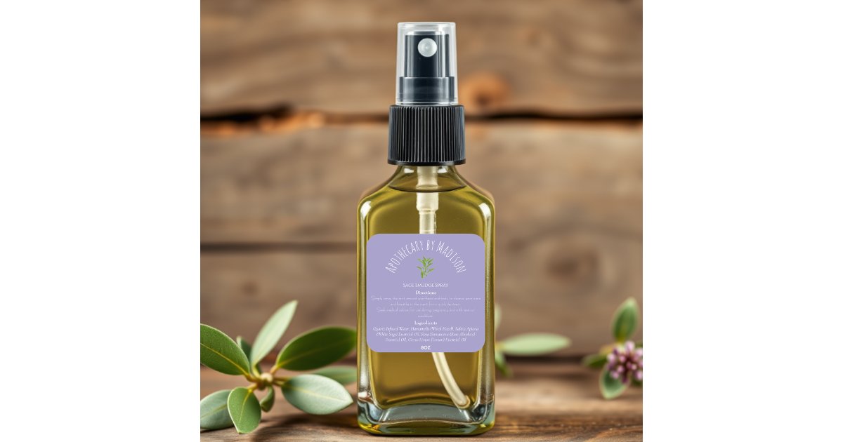 Purple | Sage Smudge Spray Bottle Labels | Zazzle