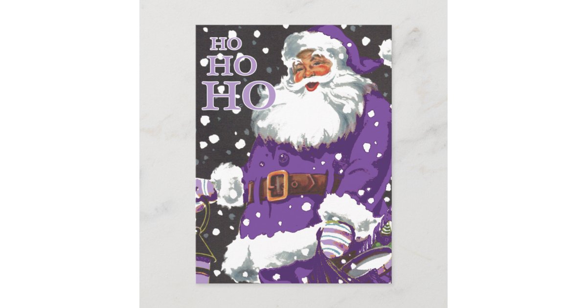 Purple Santa Claus Card | Zazzle