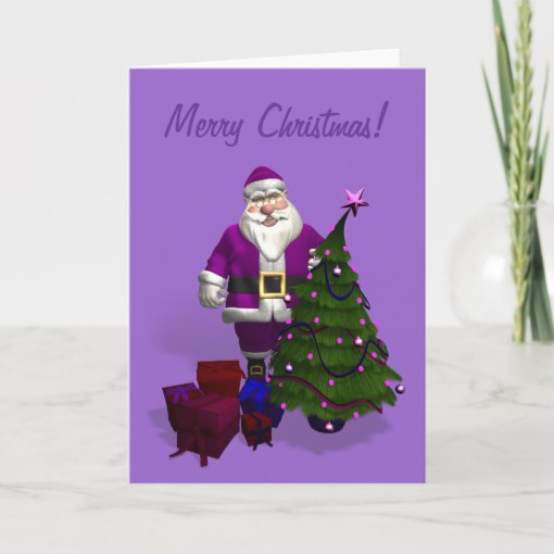 Purple Santa Claus Holiday Card | Zazzle