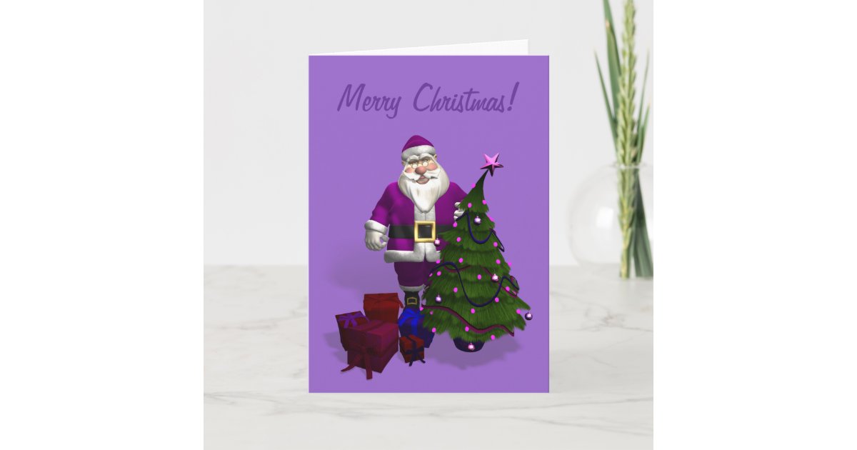 Purple Santa Claus Holiday Card | Zazzle