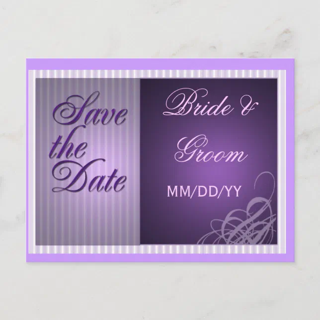 Purple save the date card | Zazzle