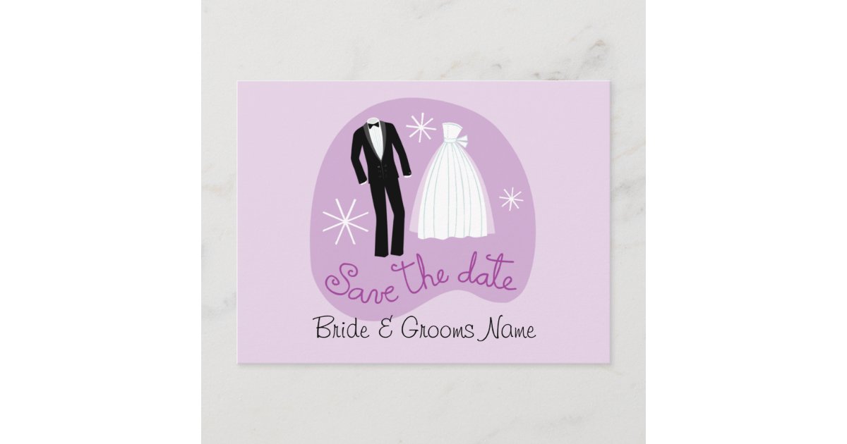 Purple Save The Date Postcard | Zazzle