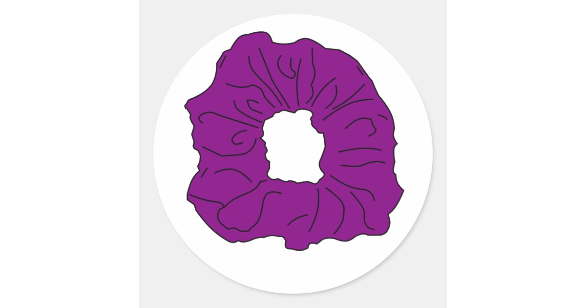 purple scrunchie classic round sticker | Zazzle