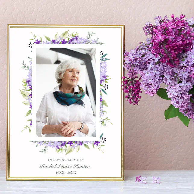 Purple Shades Garland In Loving Memory Photo Poster | Zazzle