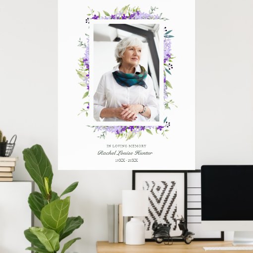 Purple Shades Garland In Loving Memory Photo Poster | Zazzle