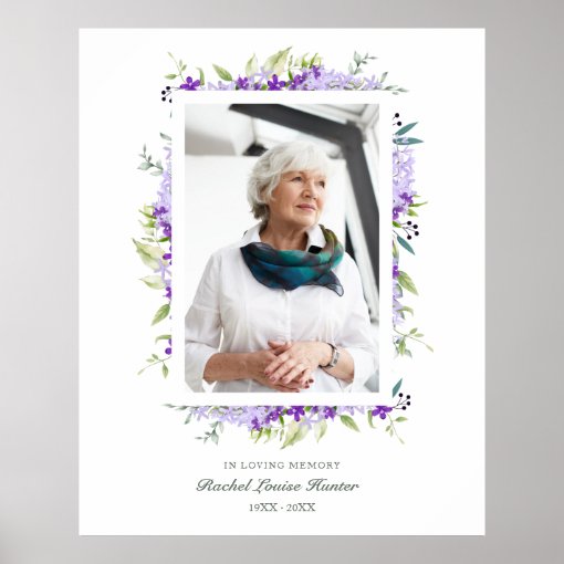Purple Shades Garland In Loving Memory Photo Poster | Zazzle