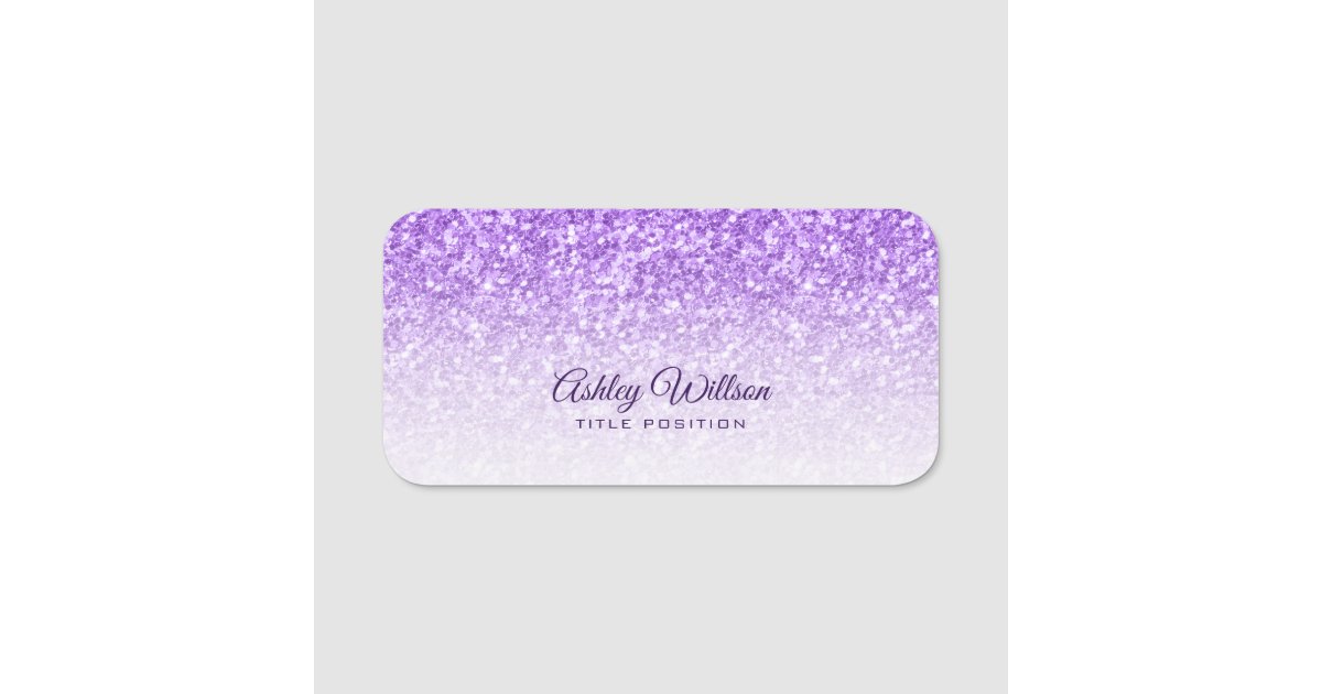Purple Shiny Glitter Name Tag | Zazzle