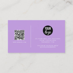 Purple Signature Script QR Code Social Media Business Card | Zazzle