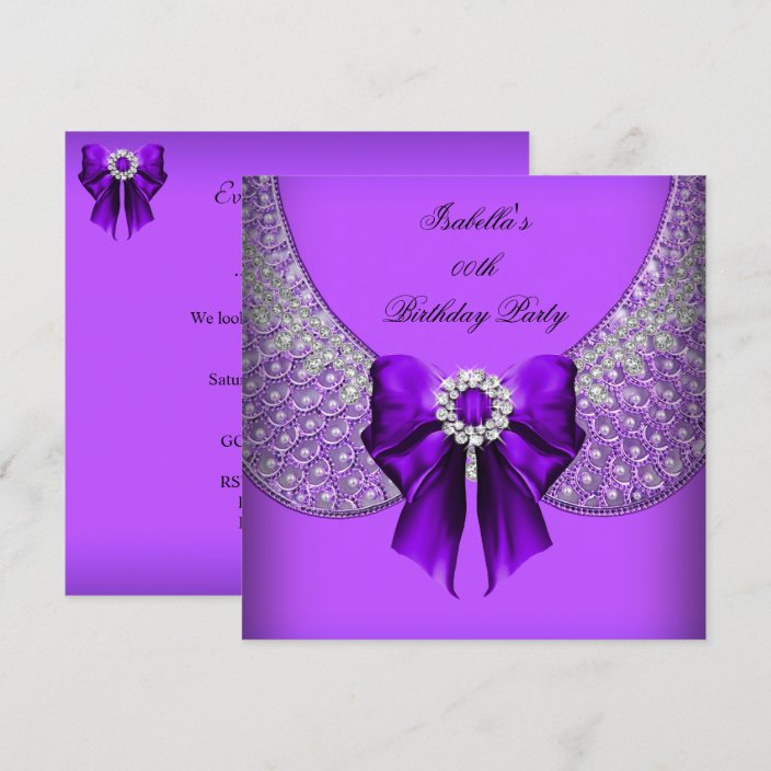 Purple Silver Elegant Birthday Party Invitation | Zazzle.com