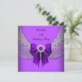 Purple Silver Elegant Birthday Party Invitation | Zazzle