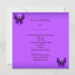Purple Silver Elegant Birthday Party Invitation | Zazzle
