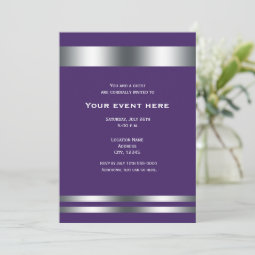 Purple & Silver Elegant Dinner Party Event Invitation | Zazzle
