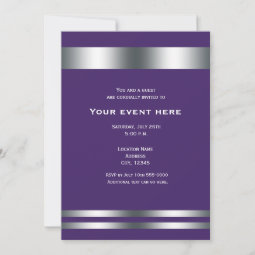 Purple & Silver Elegant Dinner Party Event Invitation | Zazzle