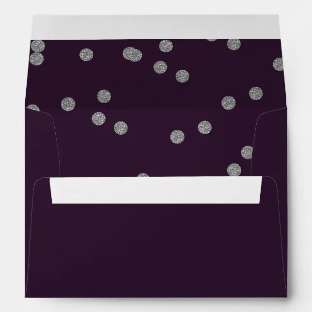 Purple Silver Glitter Confetti Elegant Wedding Envelope | Zazzle